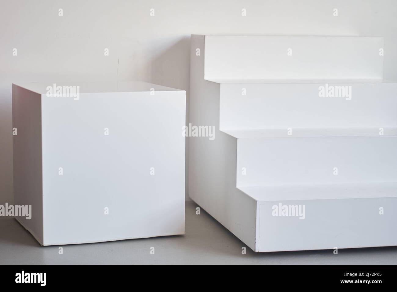 Cube platform, Stairs podium. Podium with stairs.Studio room background ...