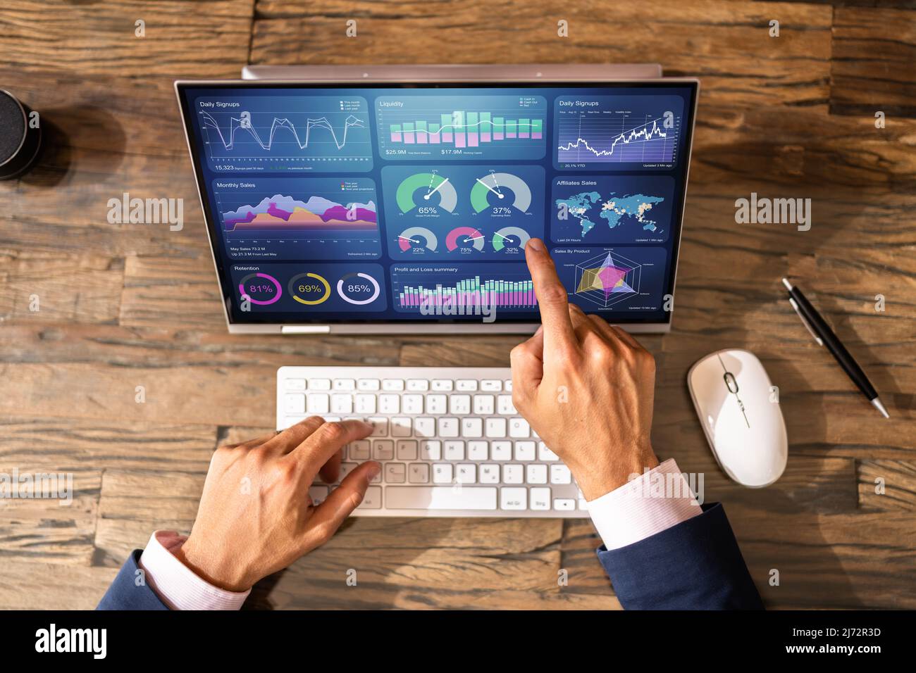 KPI Analytics Dashboard And Graph On Laptop Screen Stock Photo - Alamy