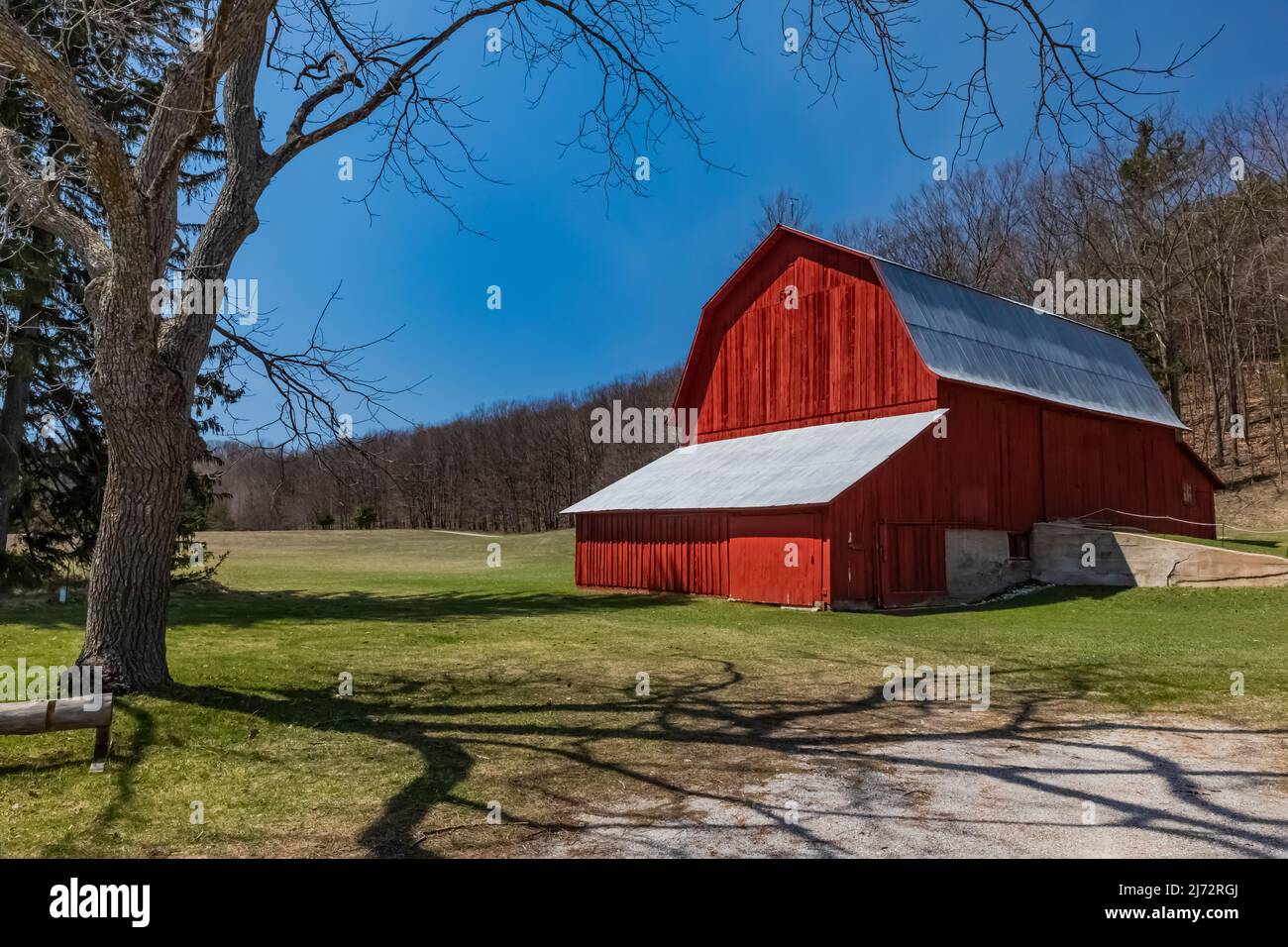 Barn for Charles Olsen farm in Port Oneida Rural Historic District, with barns and outbuilding ...