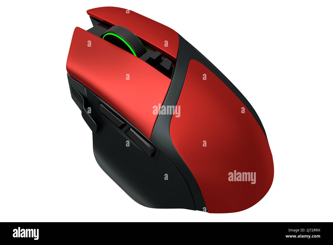 Modern wireless gaming computer mouse on professional pad isolated on ...
