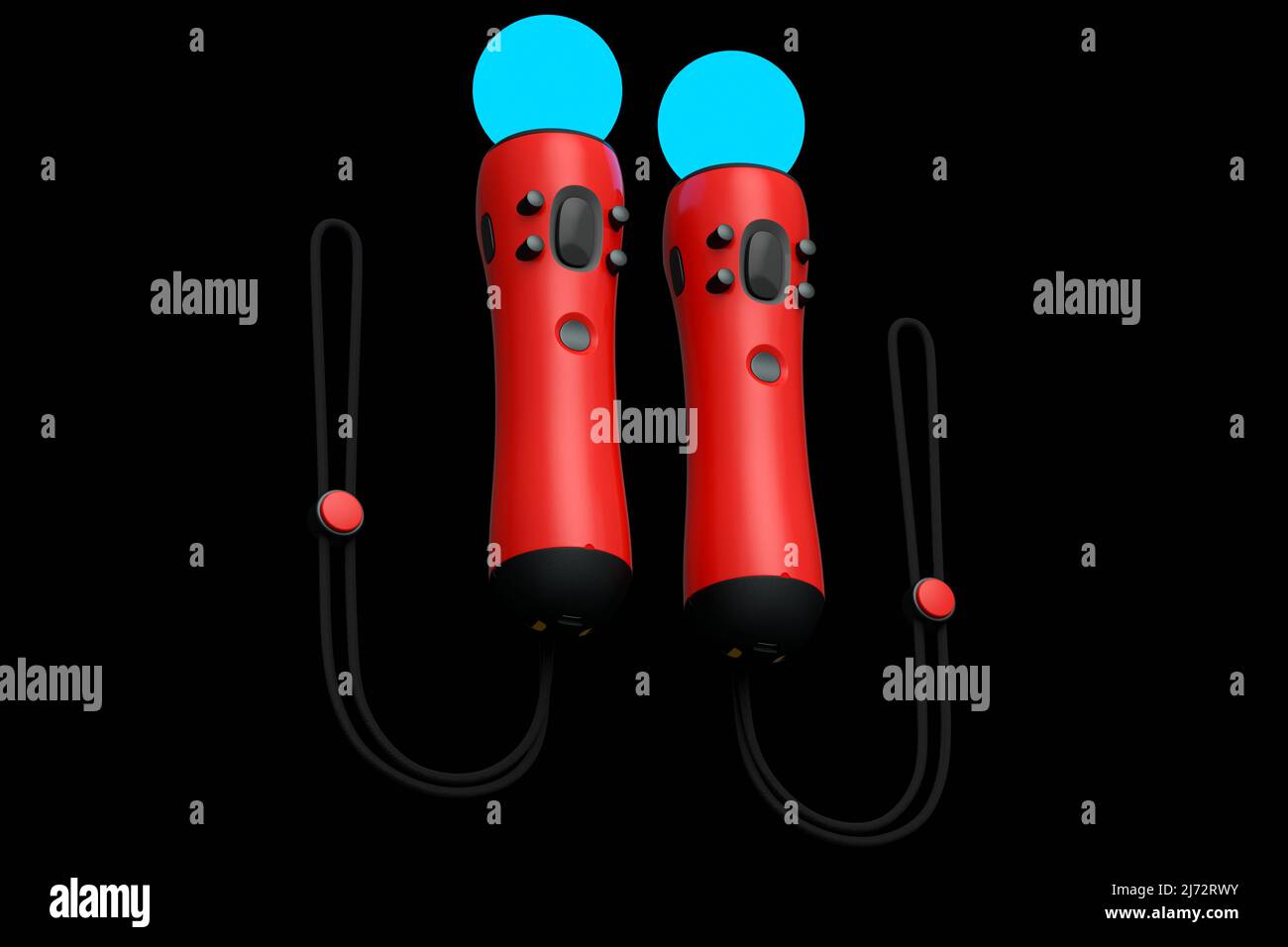 Virtual reality red controllers for online and cloud gaming on black ...