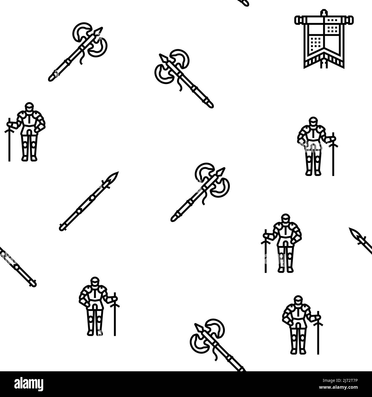 Medieval Warrior Weapon And Armor Vector Seamless Pattern Stock Vector ...