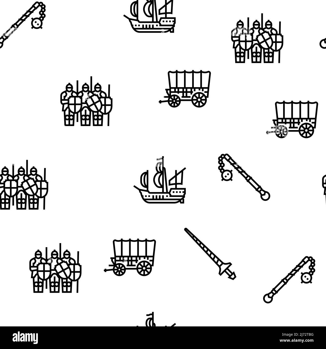 Medieval Warrior Weapon And Armor Vector Seamless Pattern Stock Vector ...