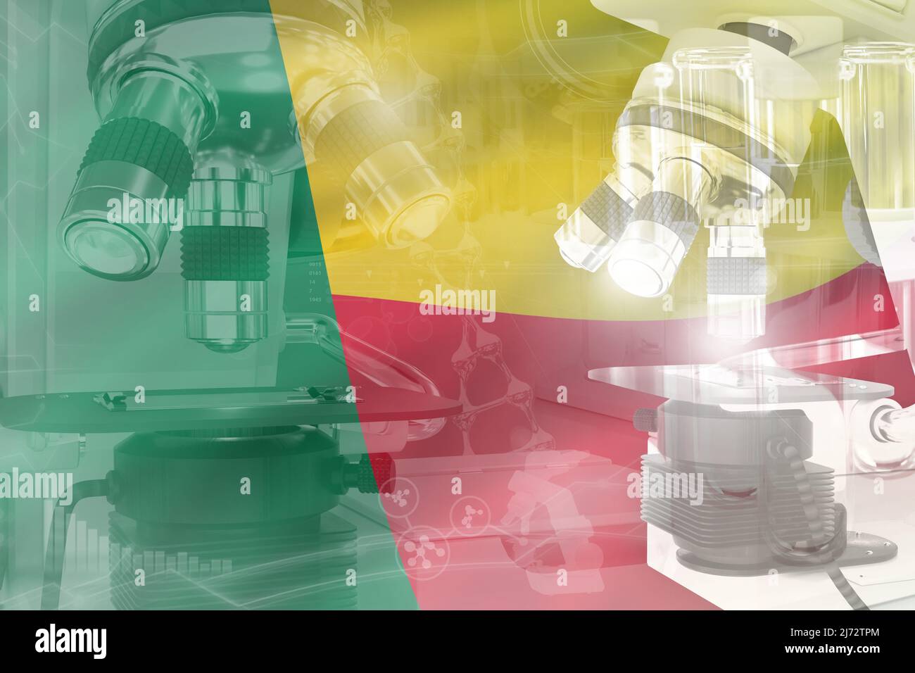 Benin science development conceptual background - microscope on flag ...