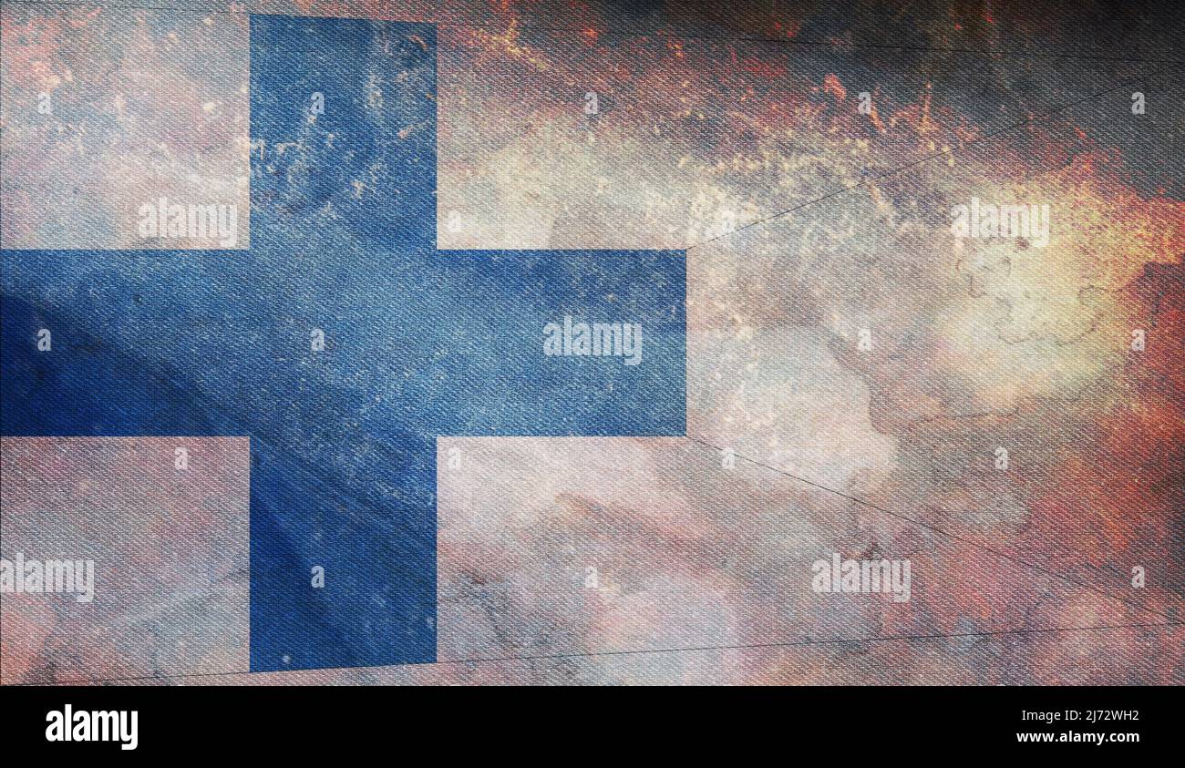 Top view of retro flag Pennant of Commander of Naval Squadron, Finland ...