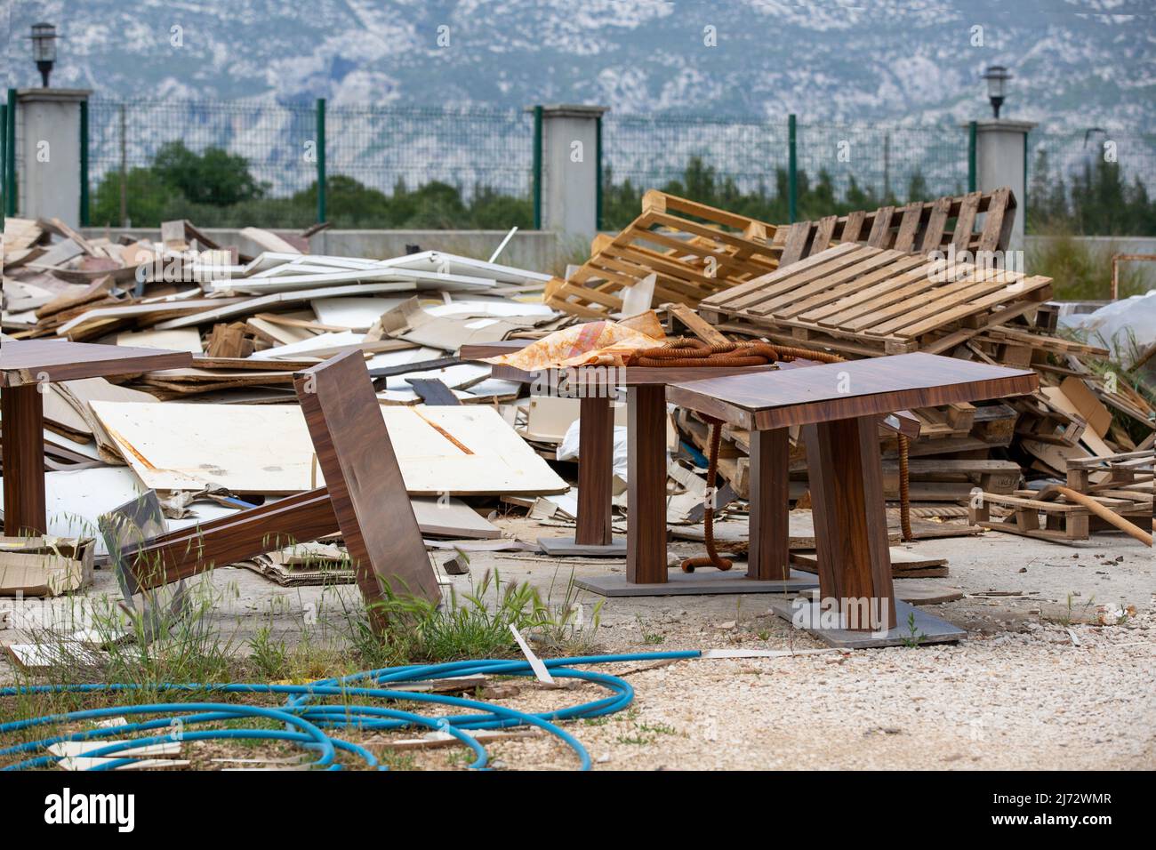 Various scrap items and materials collected for sale as second hand ...