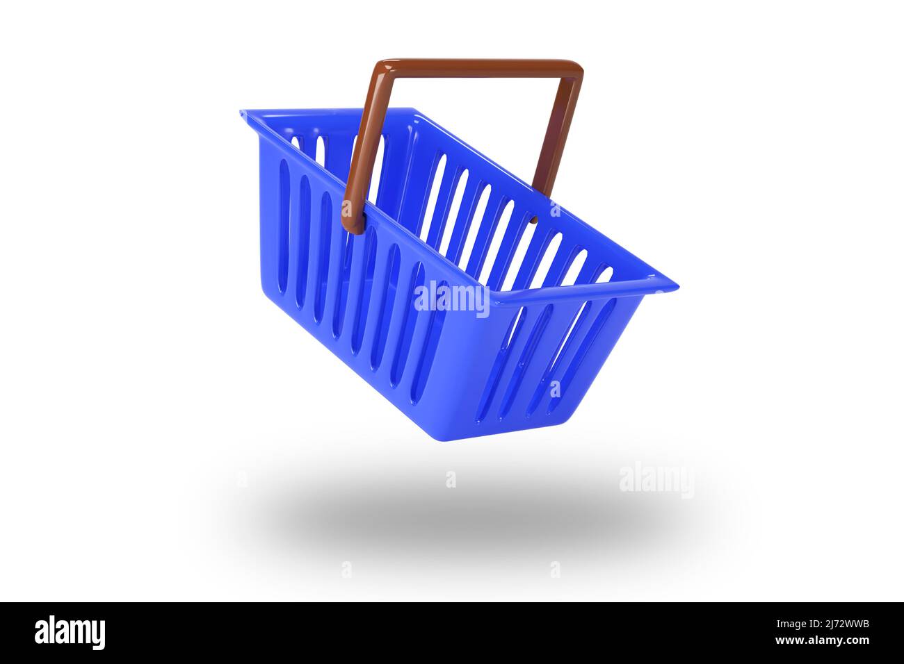 Realistic blue shopping carts isolated on white background. 3d render ...