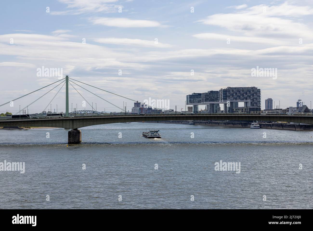 River Rhine running trough Cologne in a spring weather Stock Photo - Alamy