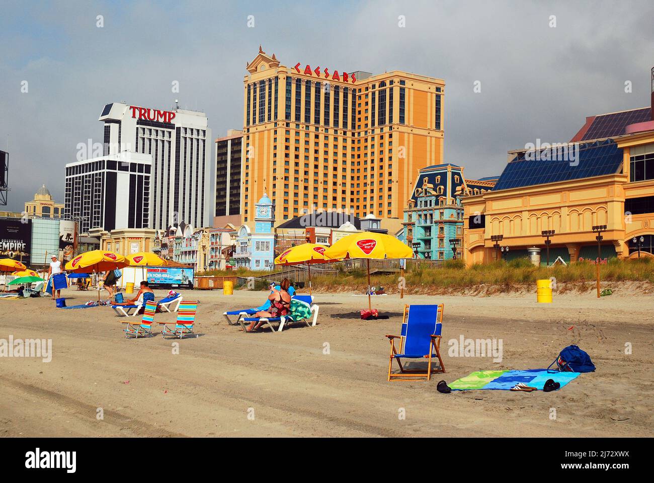 Folks enjoy a sunny summer day on the beach in Atlantic City, New ...