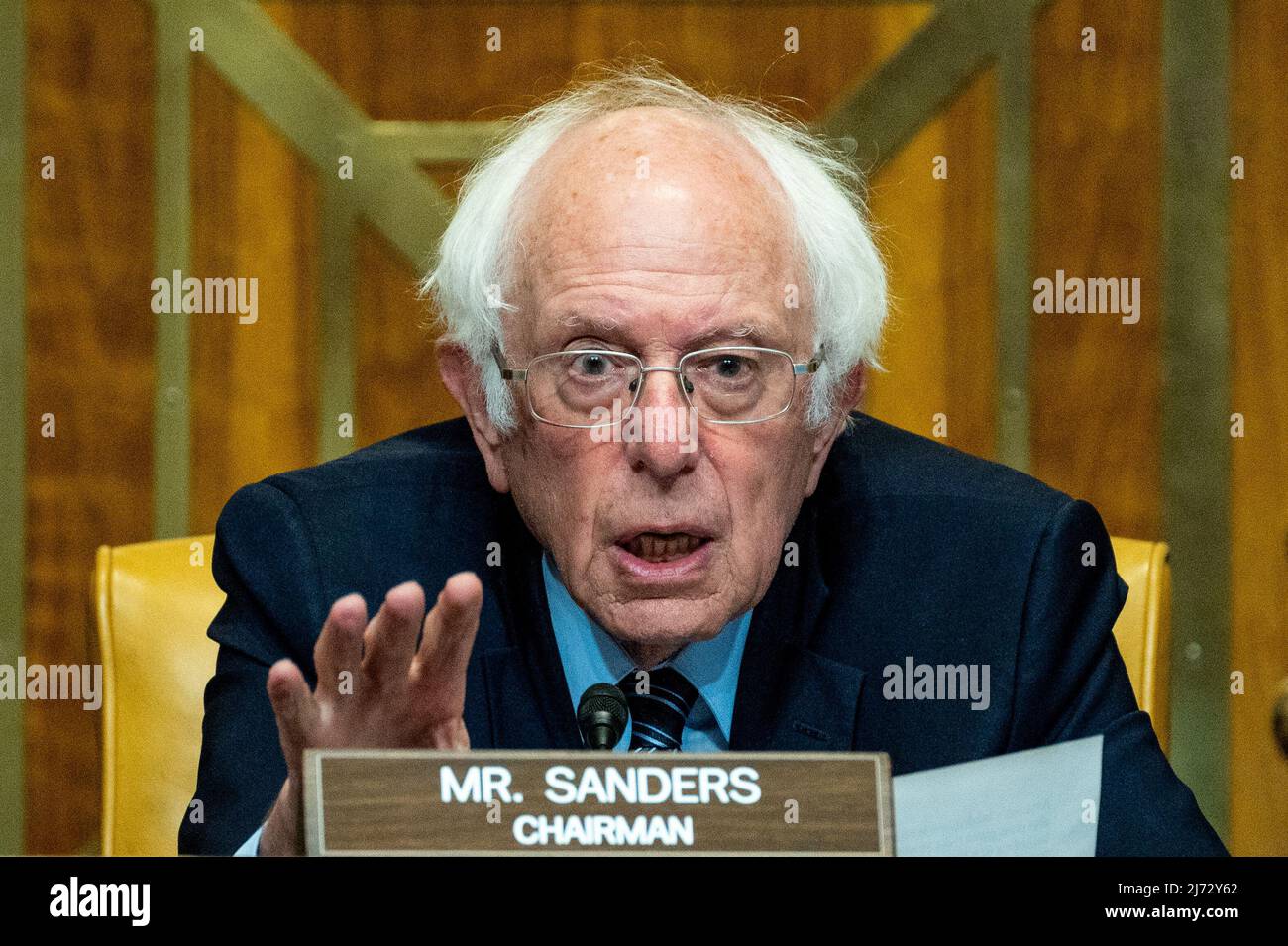 U.S. Senator Bernie Sanders (I-VT) speaking at a hearing of the Senate ...