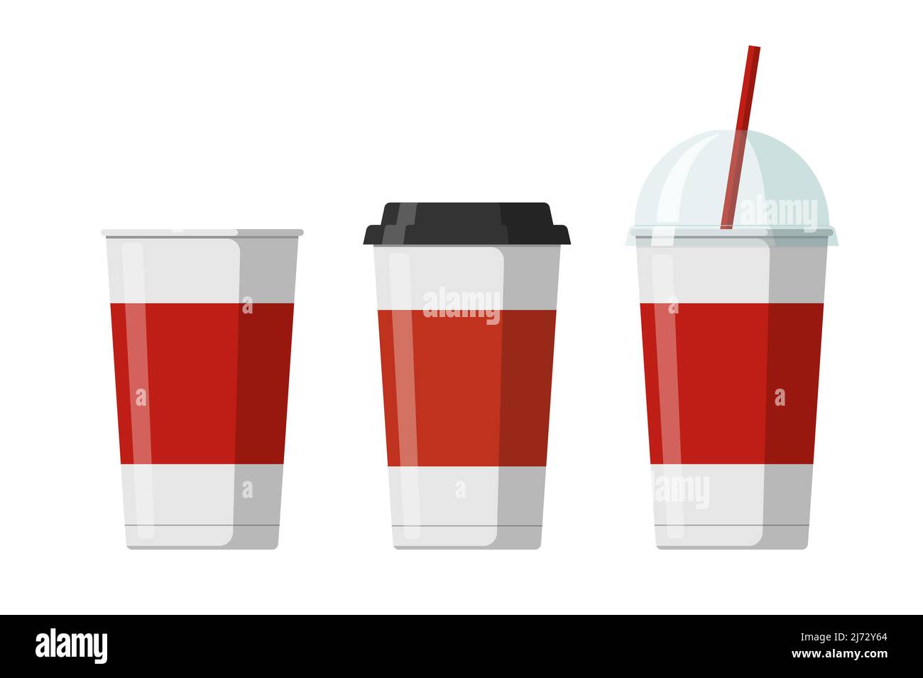 Disposable paper beverage cup templates set for coffee, soda or ...