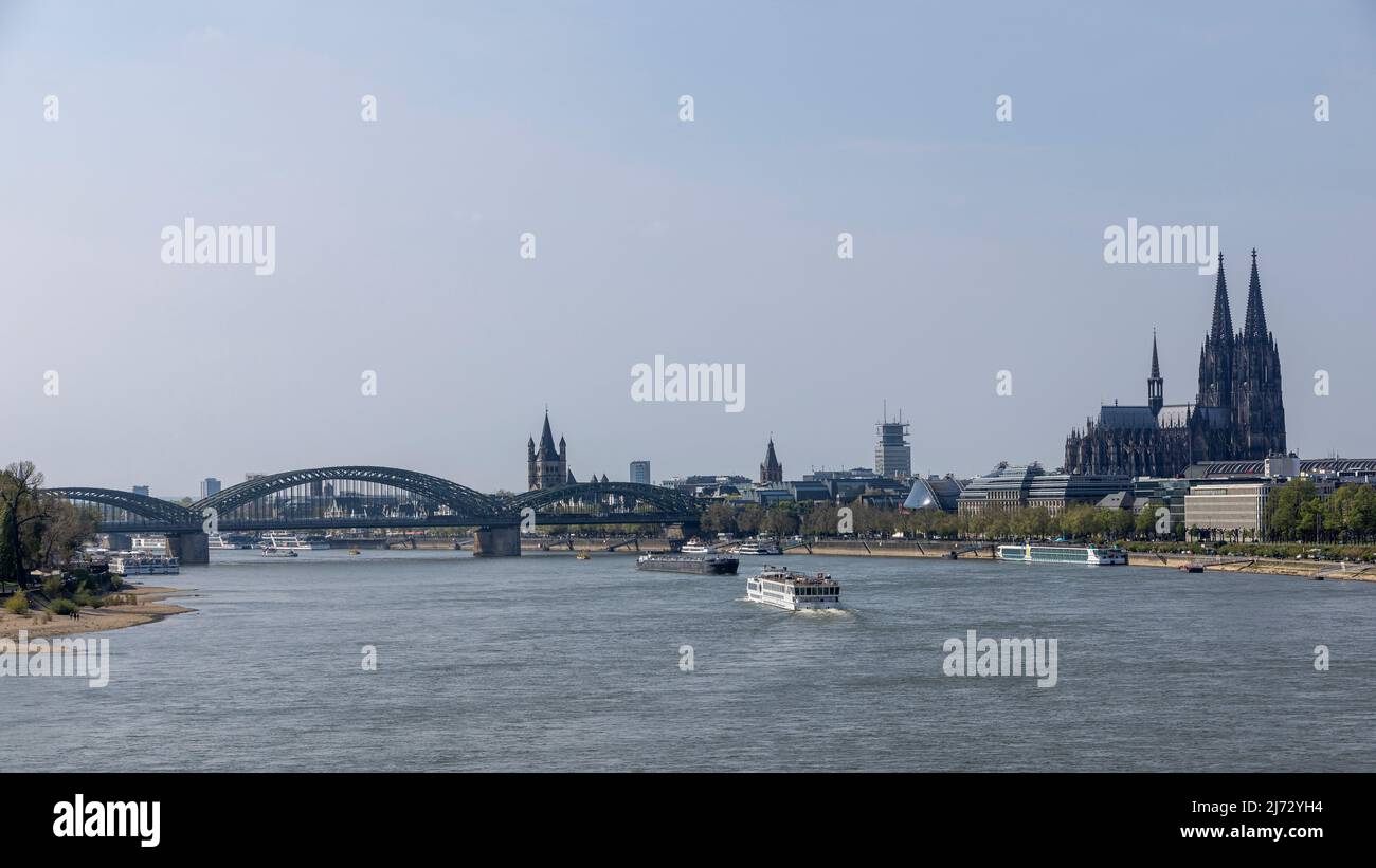 River Rhine running trough Cologne in a spring weather Stock Photo - Alamy
