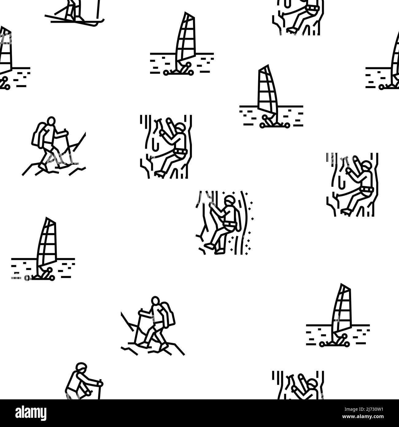 Extreme Sport Sportsman Activity Vector Seamless Pattern Stock Vector ...
