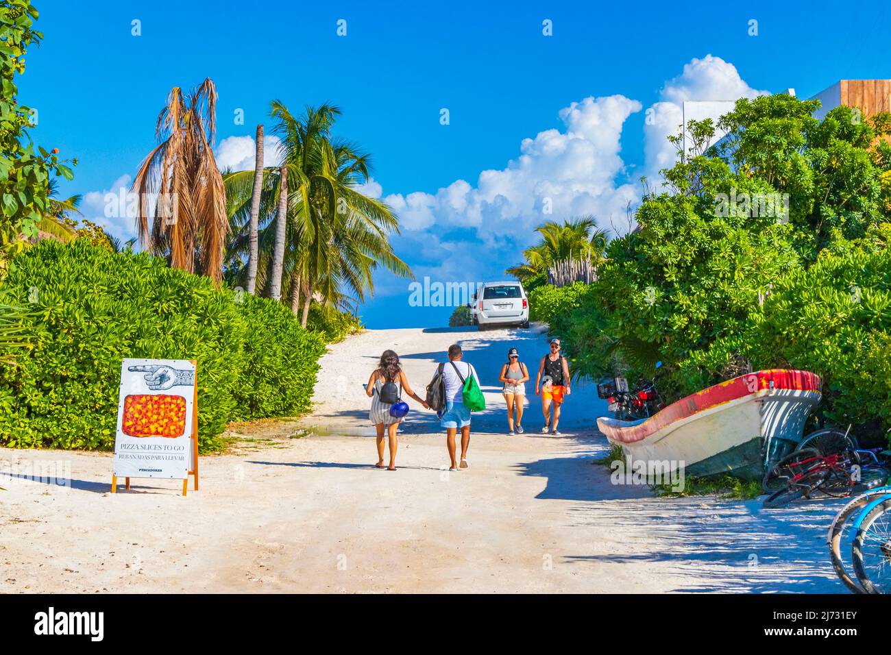 Tulum Mexico 02. February 2022 Sandy way path entrance to the amazing ...
