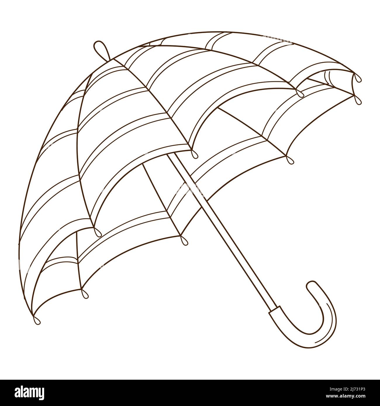 Open umbrella. Design element with outline. Autumn theme. Doodle, hand ...