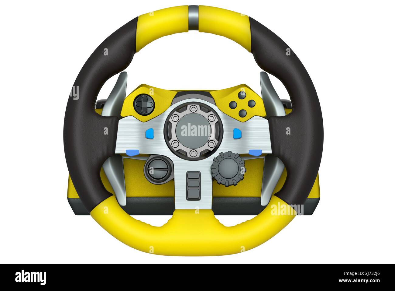 Realistic leather steering wheel isolated on a white background. 3D ...