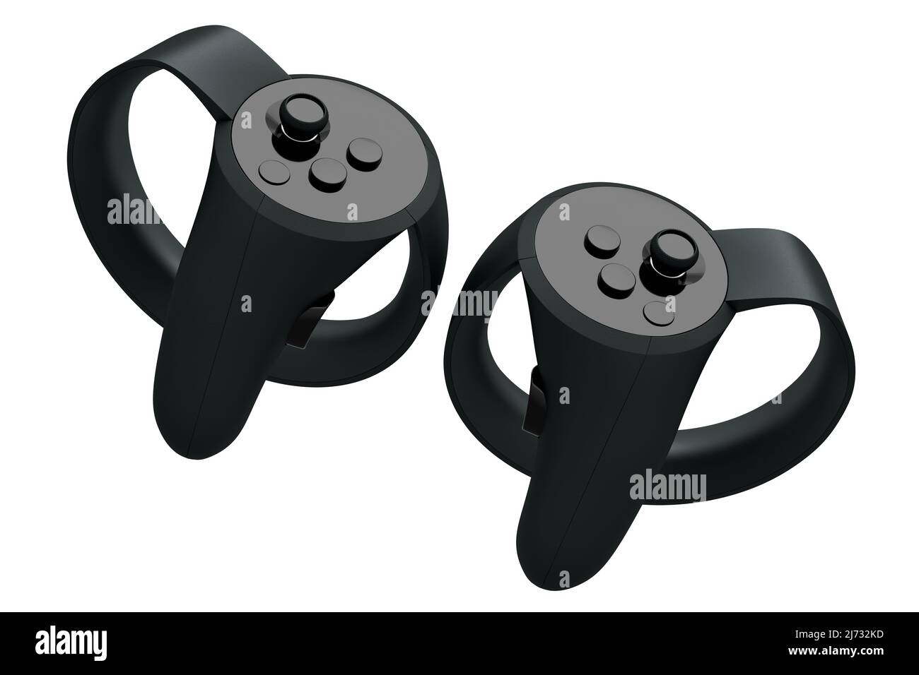 Virtual reality black controllers for online and cloud gaming on white ...
