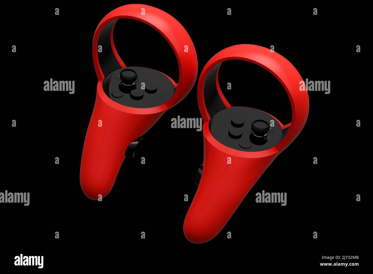 Virtual reality red controllers for online and cloud gaming on black ...