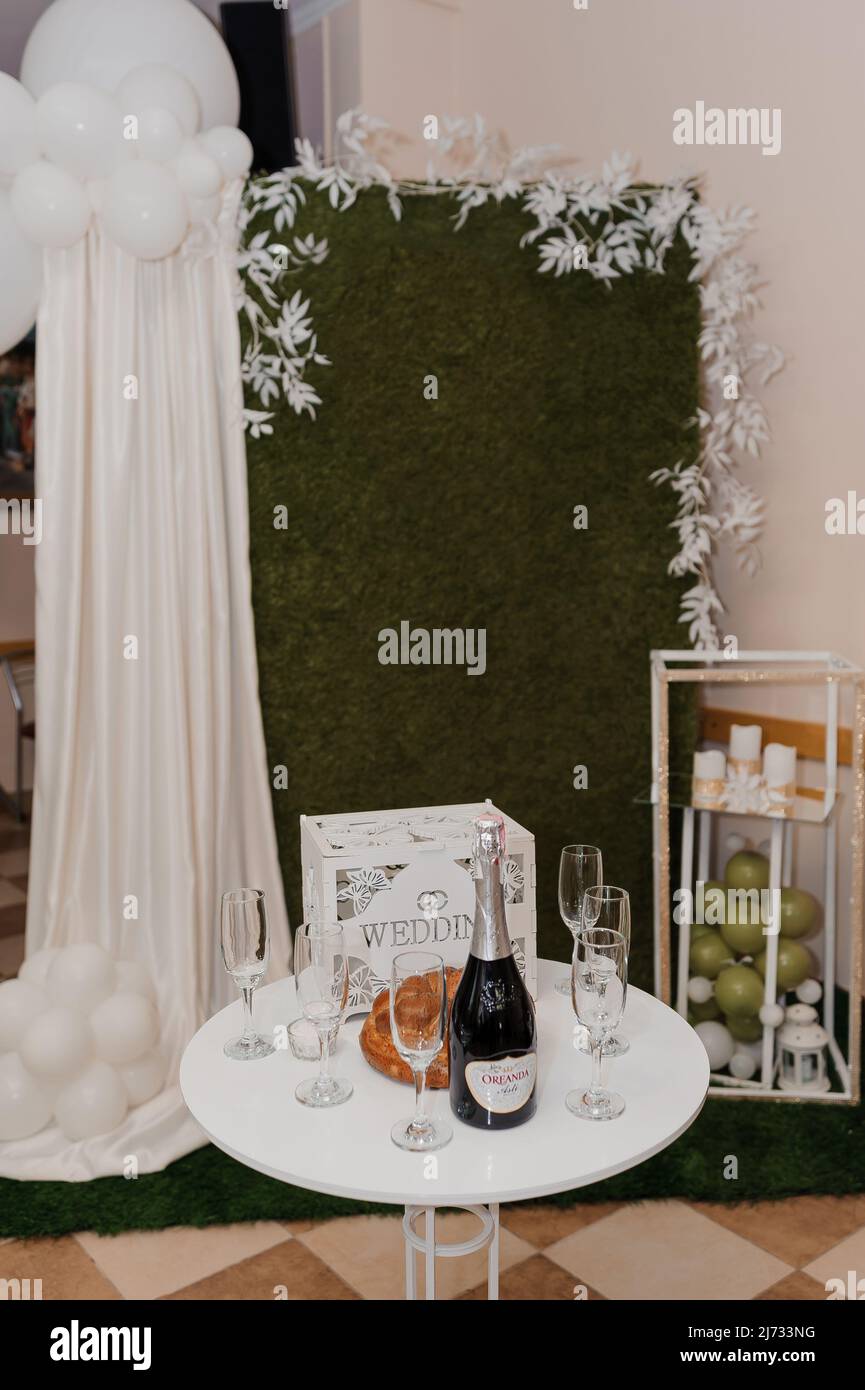 Wedding arch with multi-colored flowers Stock Photo - Alamy