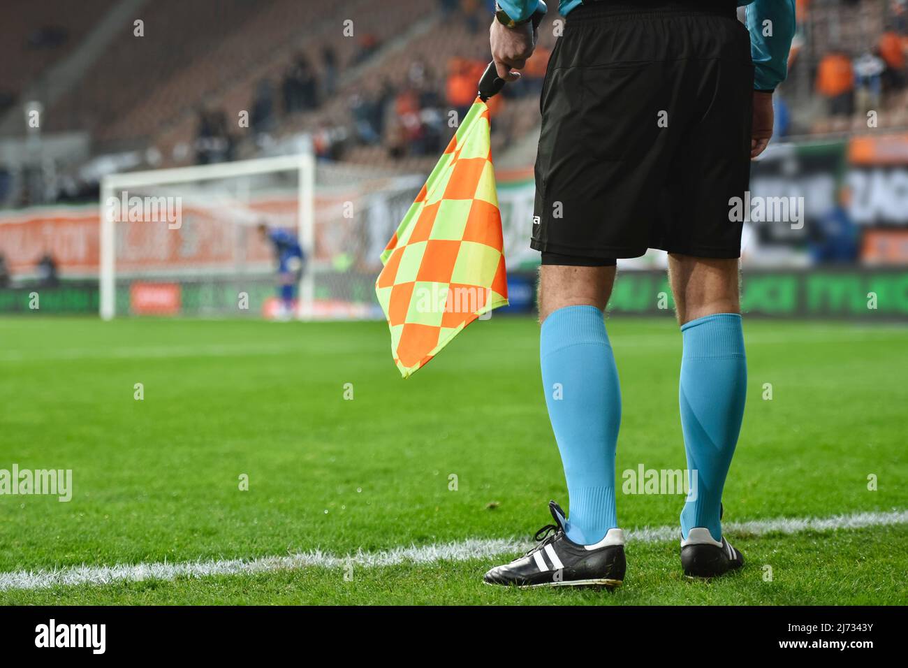 Assistant referee during football match Stock Photo - Alamy