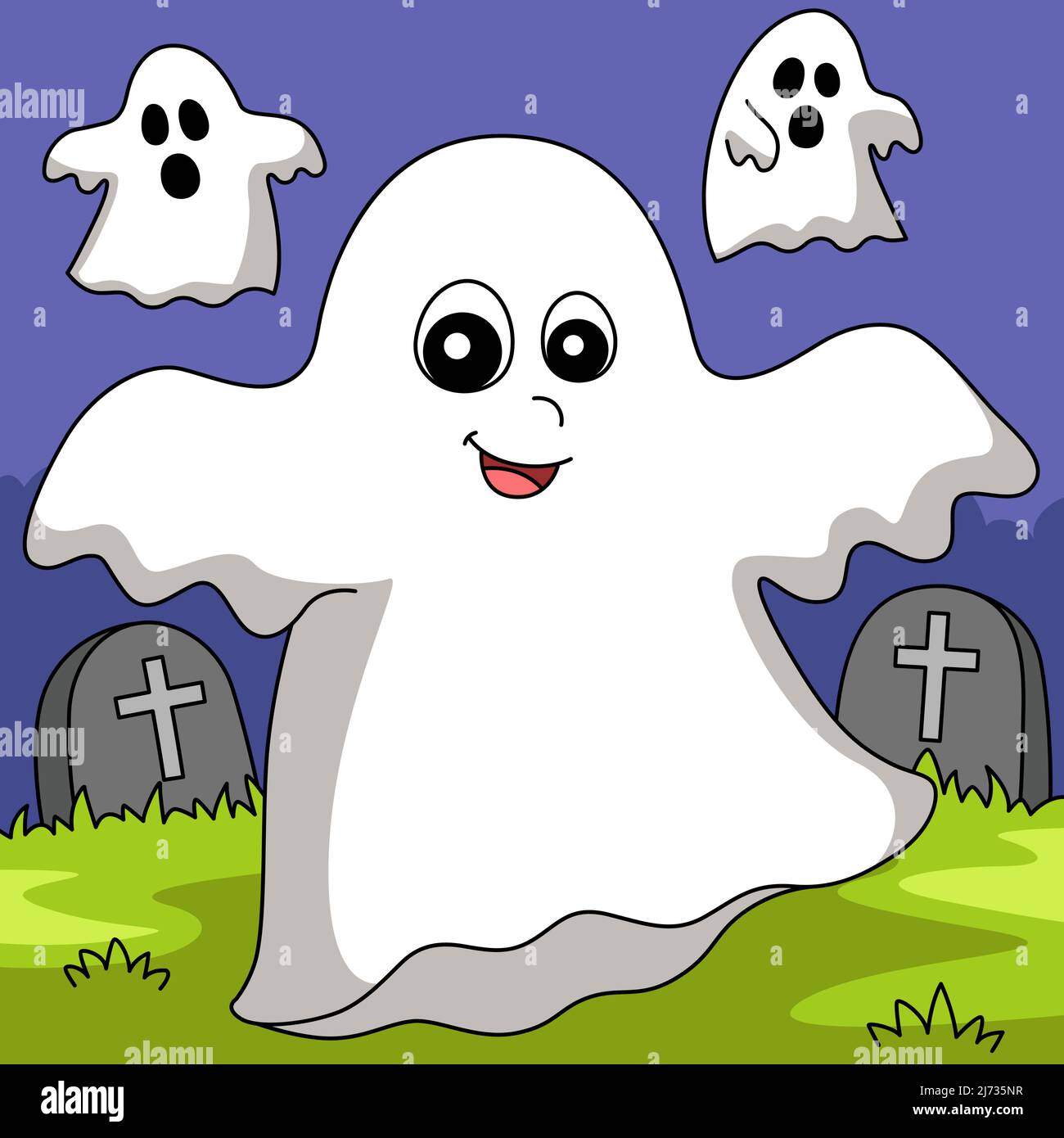Ghost Halloween Colored Cartoon Illustration Stock Vector Image & Art ...