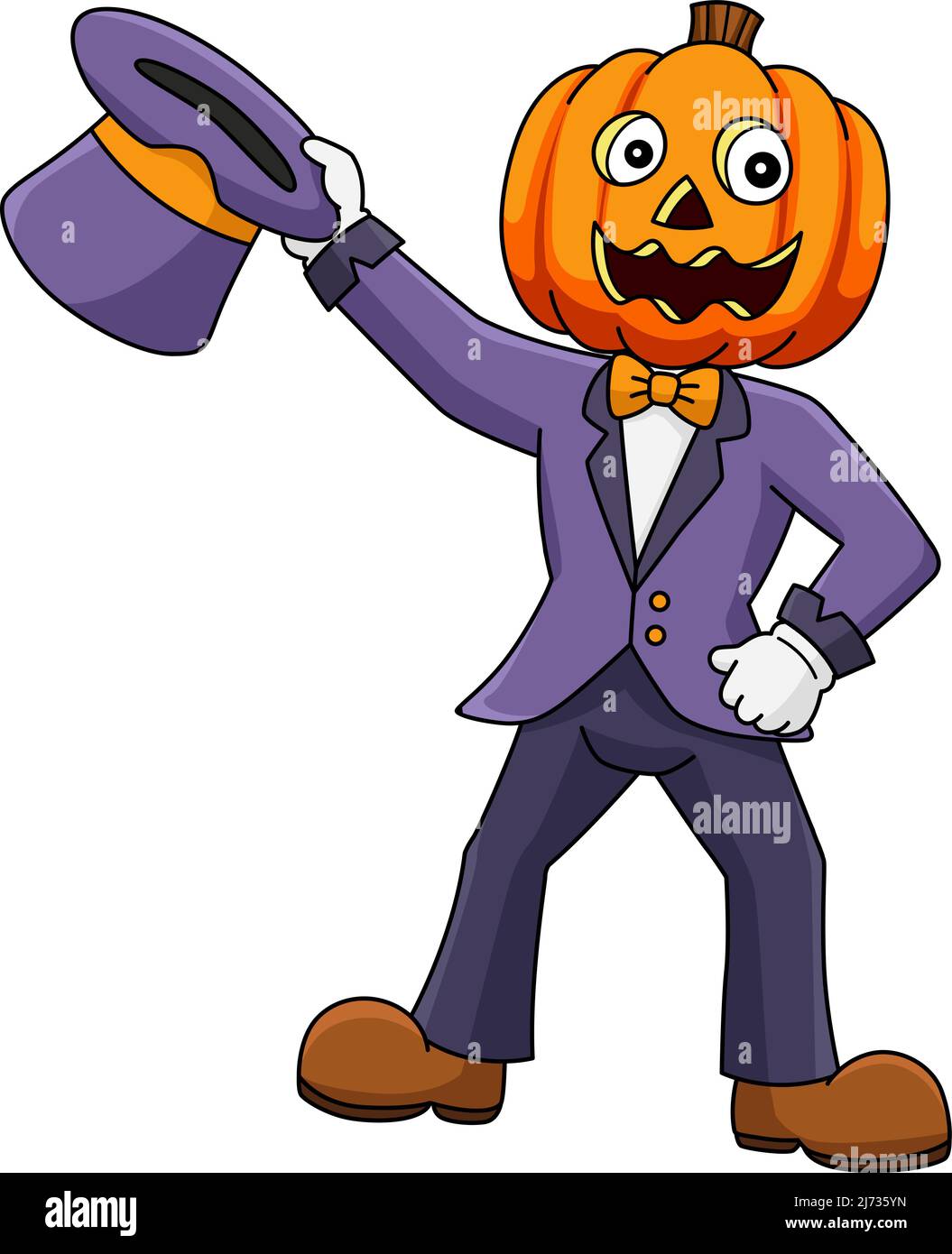 Pumpkin Head Man Halloween Cartoon Colored Clipart Stock Vector Image ...