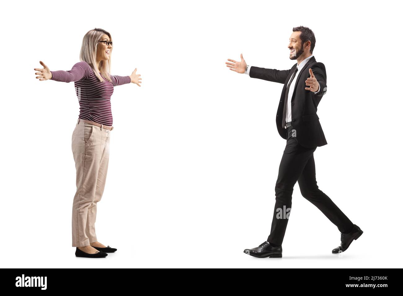 Excited woman open arms hi-res stock photography and images - Alamy