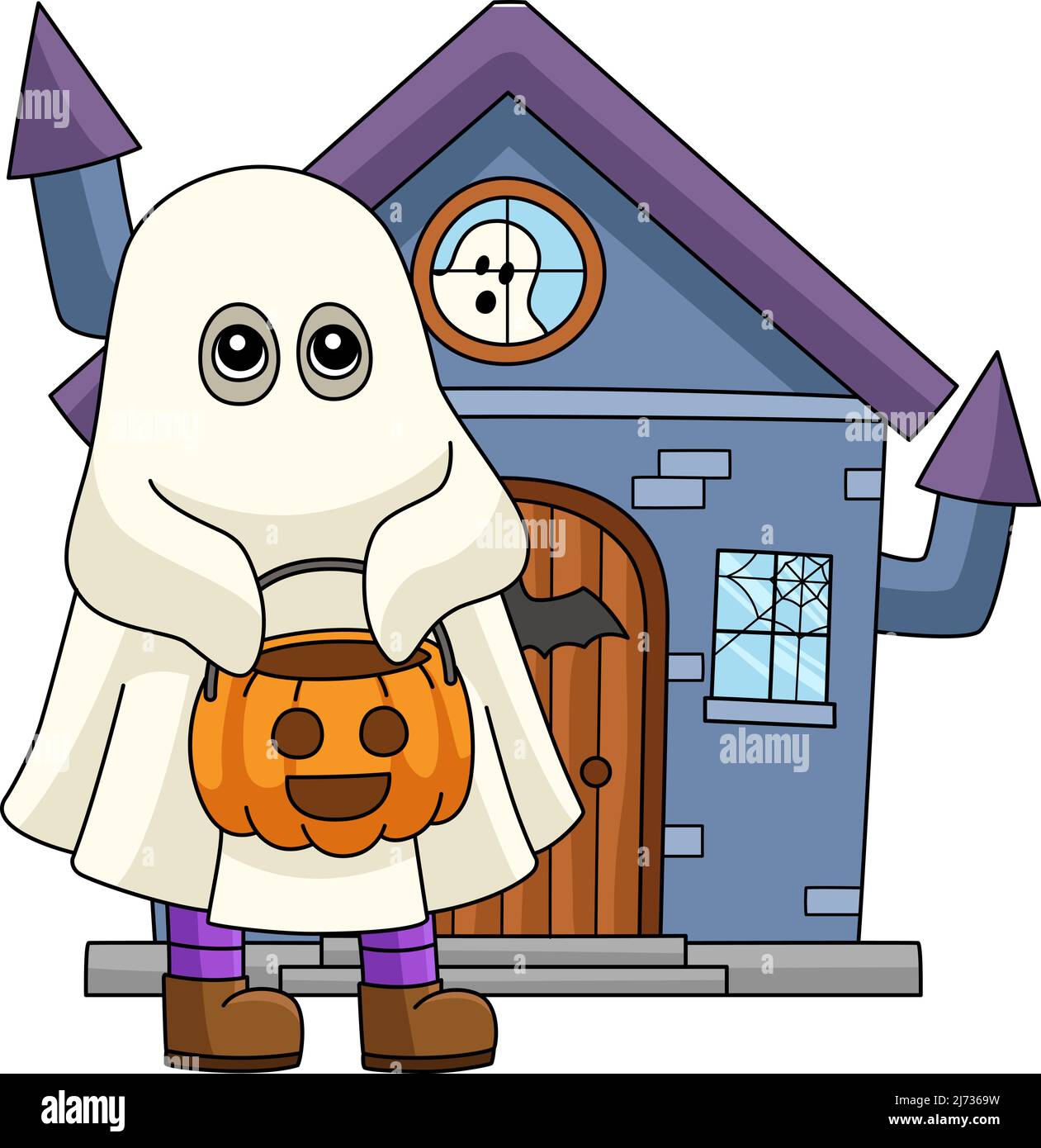 Ghost Trick or Treat Halloween Cartoon Clipart Stock Vector Image & Art ...