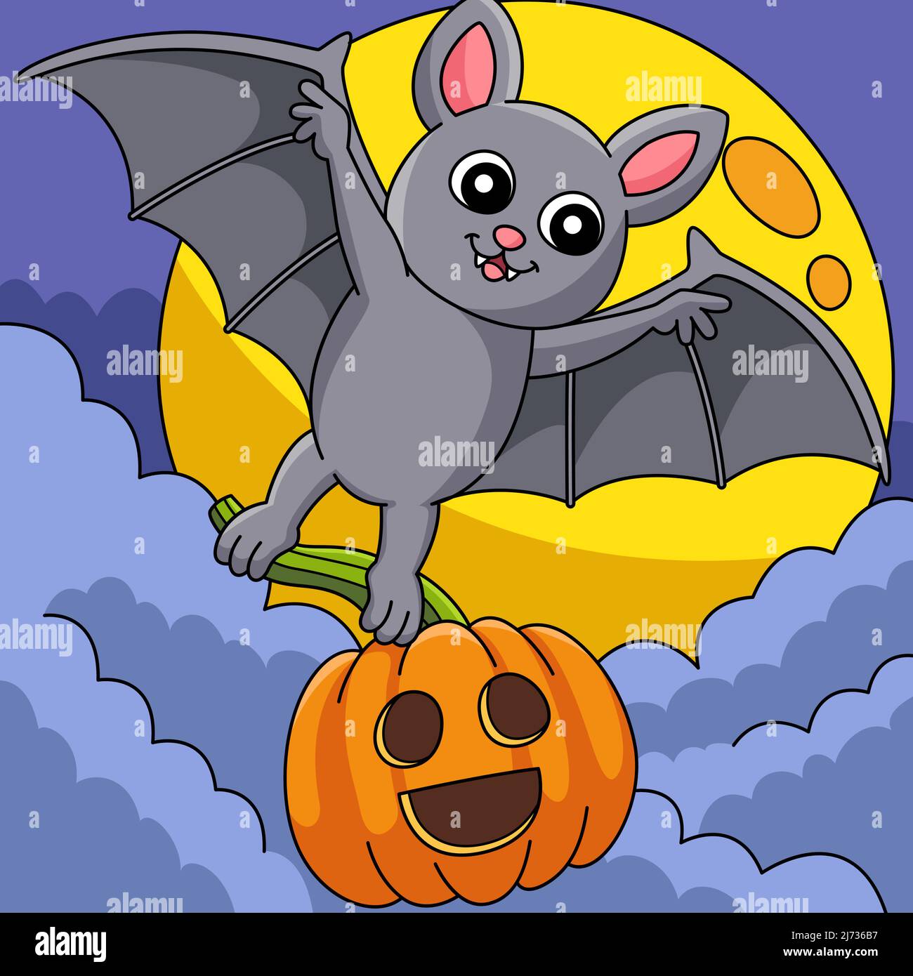 Flying Bat Halloween Colored Cartoon Illustration Stock Vector Image ...