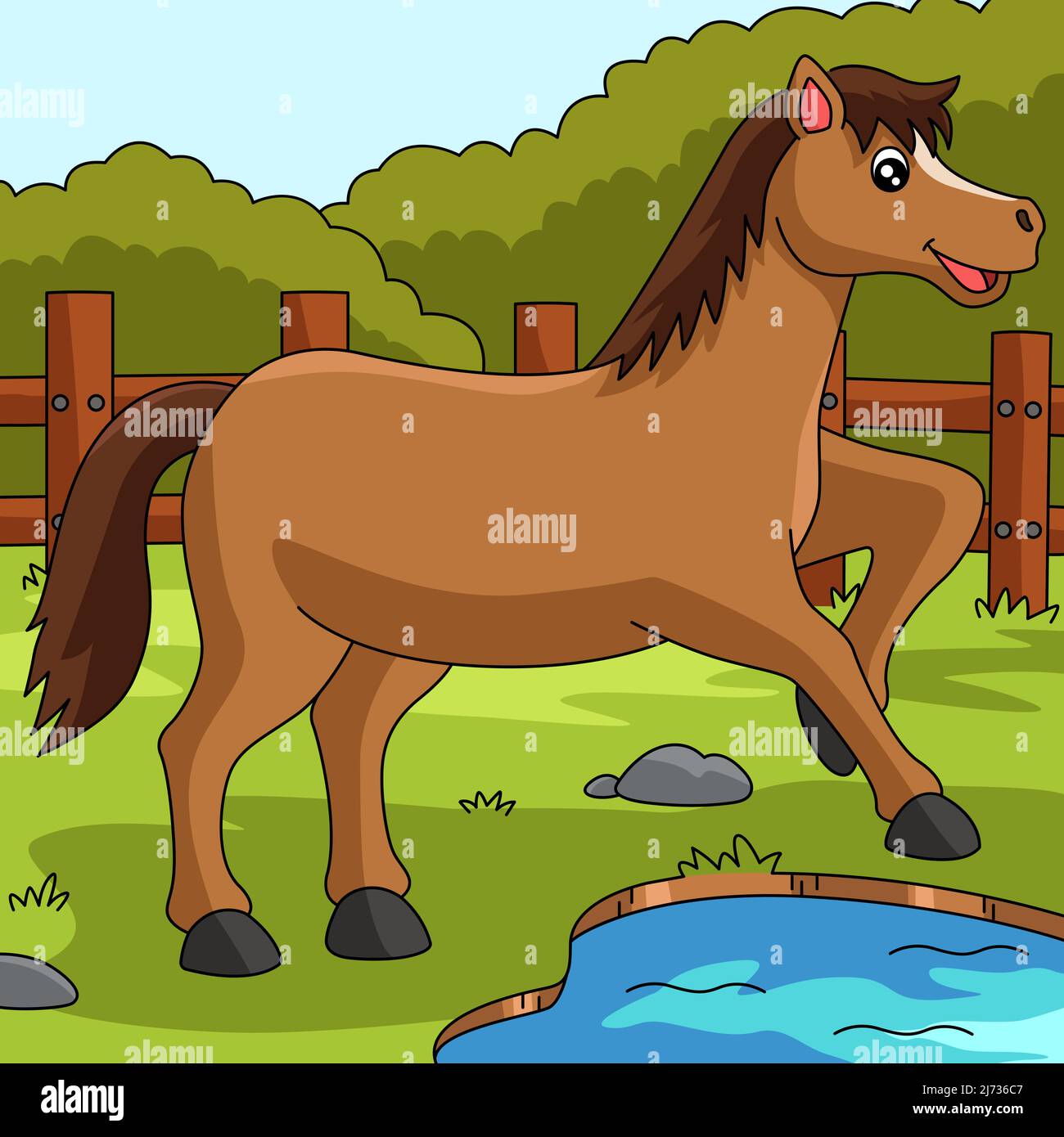 Horse Colored Cartoon Farm Illustration Stock Vector Image & Art - Alamy