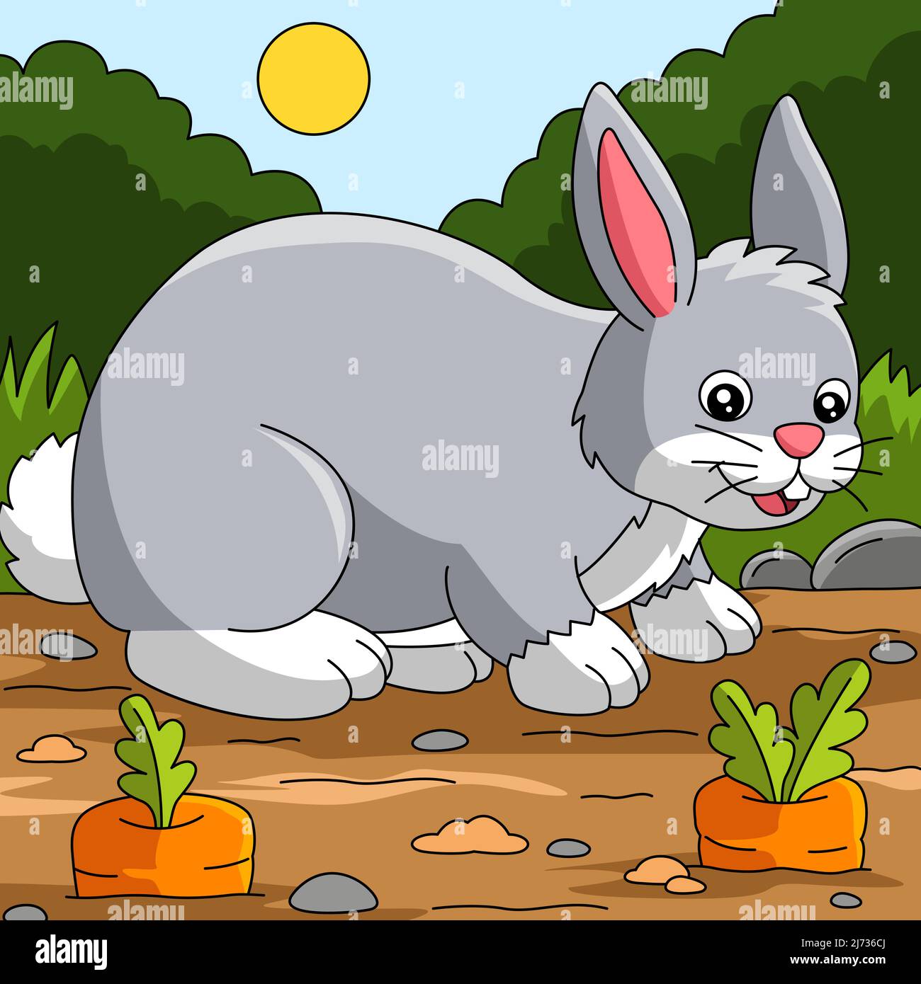 Rabbit Colored Cartoon Farm Illustration Stock Vector Image & Art - Alamy