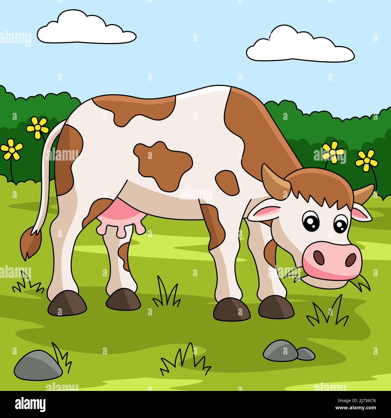 Cow Colored Cartoon Farm Illustration Stock Vector Image & Art - Alamy