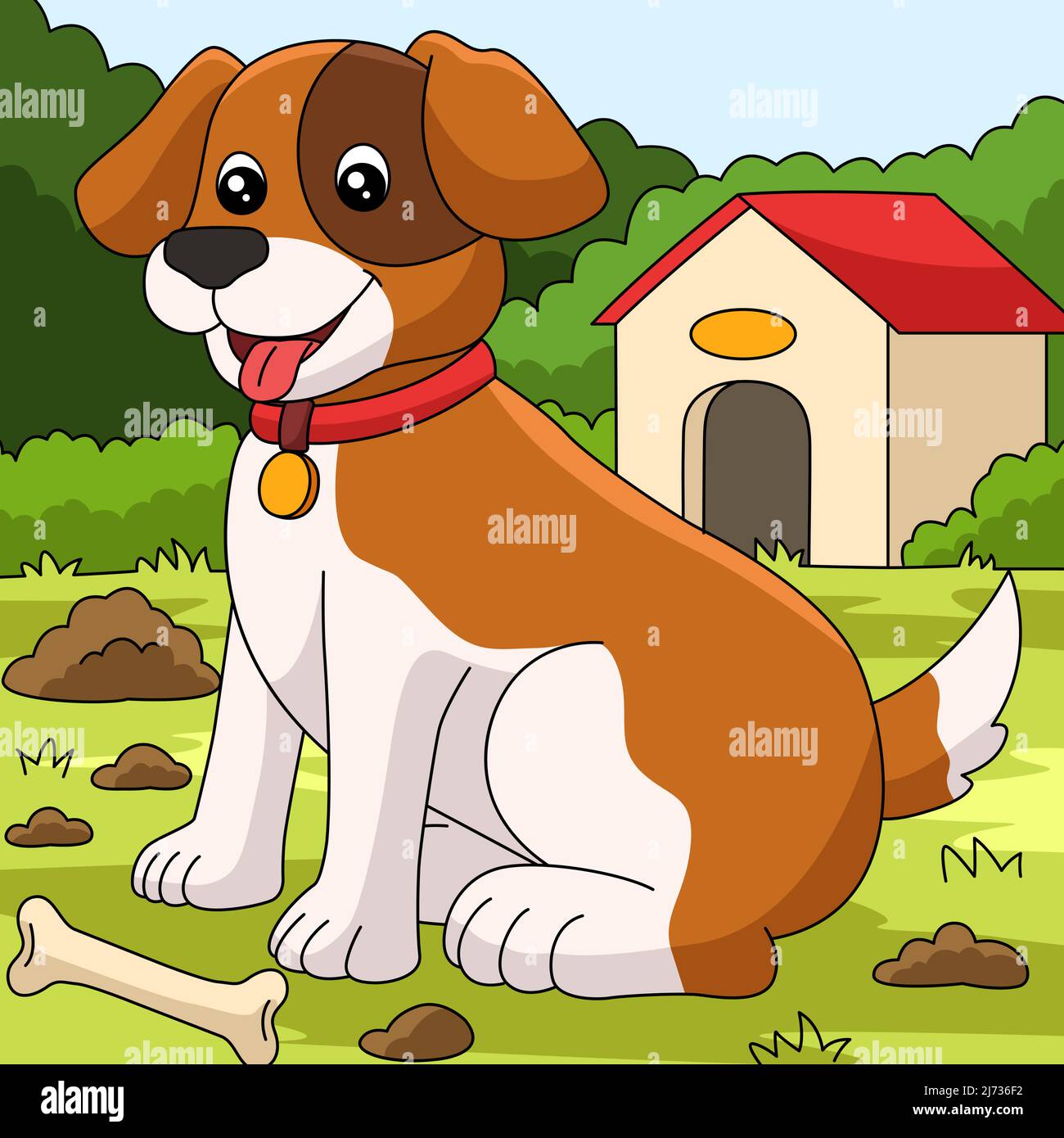 Dog Colored Cartoon Farm Illustration Stock Vector Image & Art - Alamy