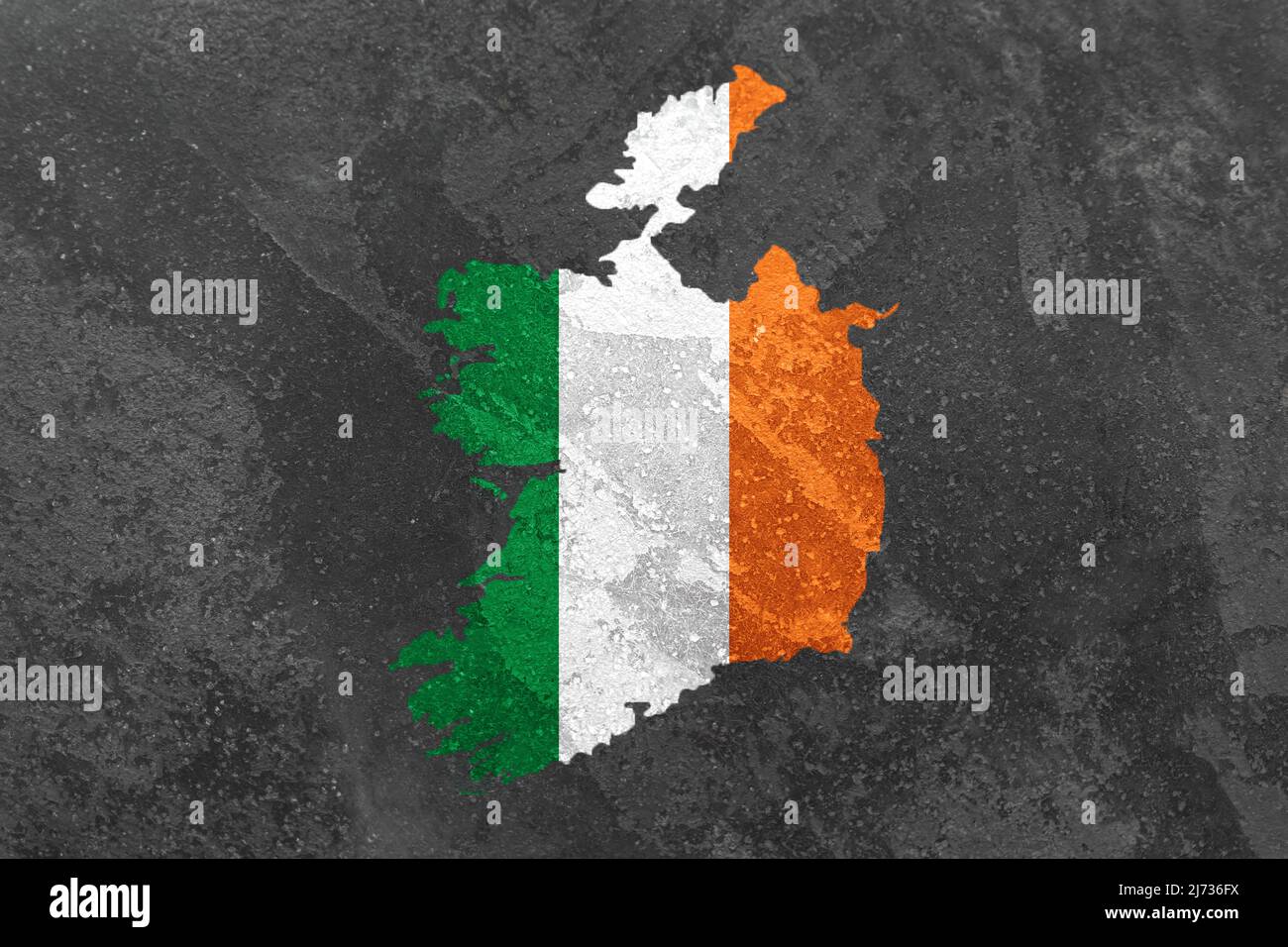 Map of Ireland in colors of Irish flag on grunge background Stock Photo ...