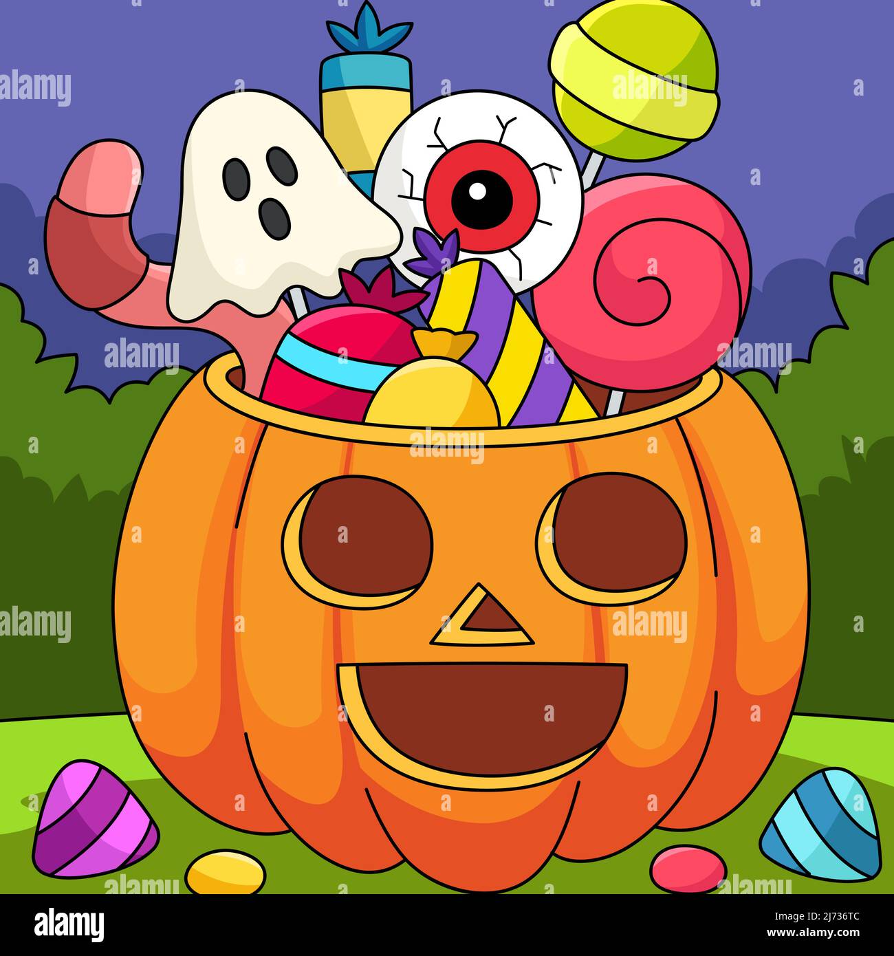 Trick or Treat Pumpkin Halloween Illustration Stock Vector Image & Art ...