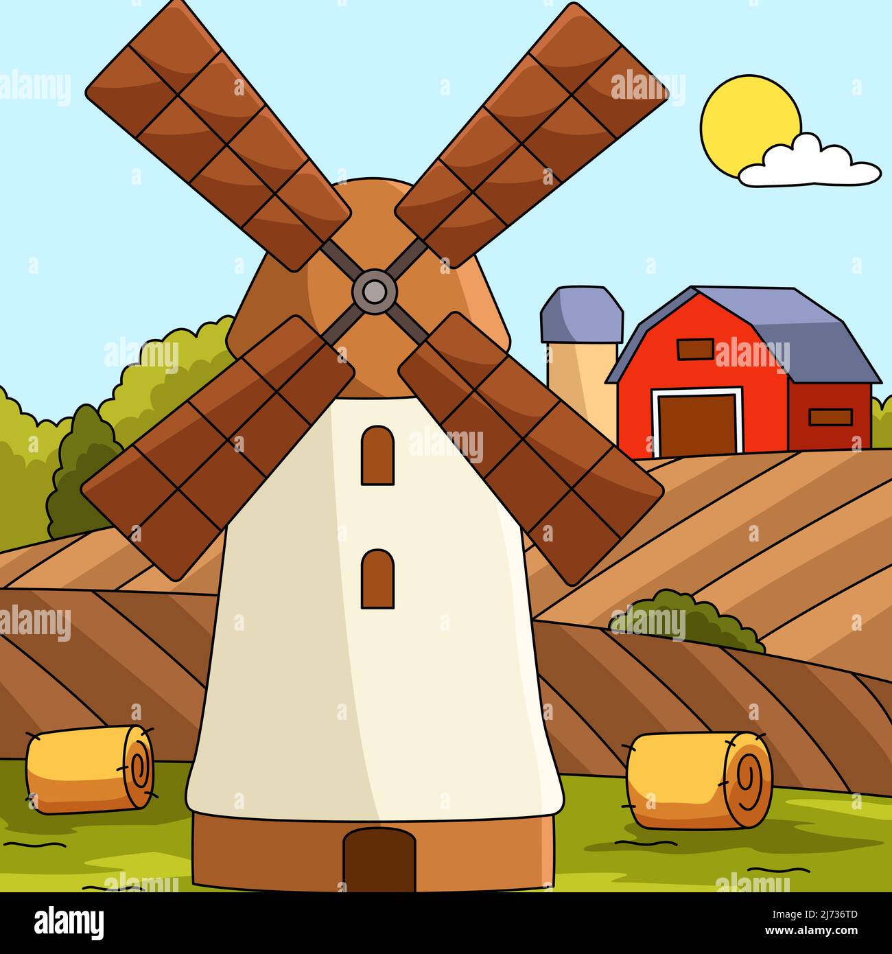 Windmill at the farm Stock Vector Images - Alamy