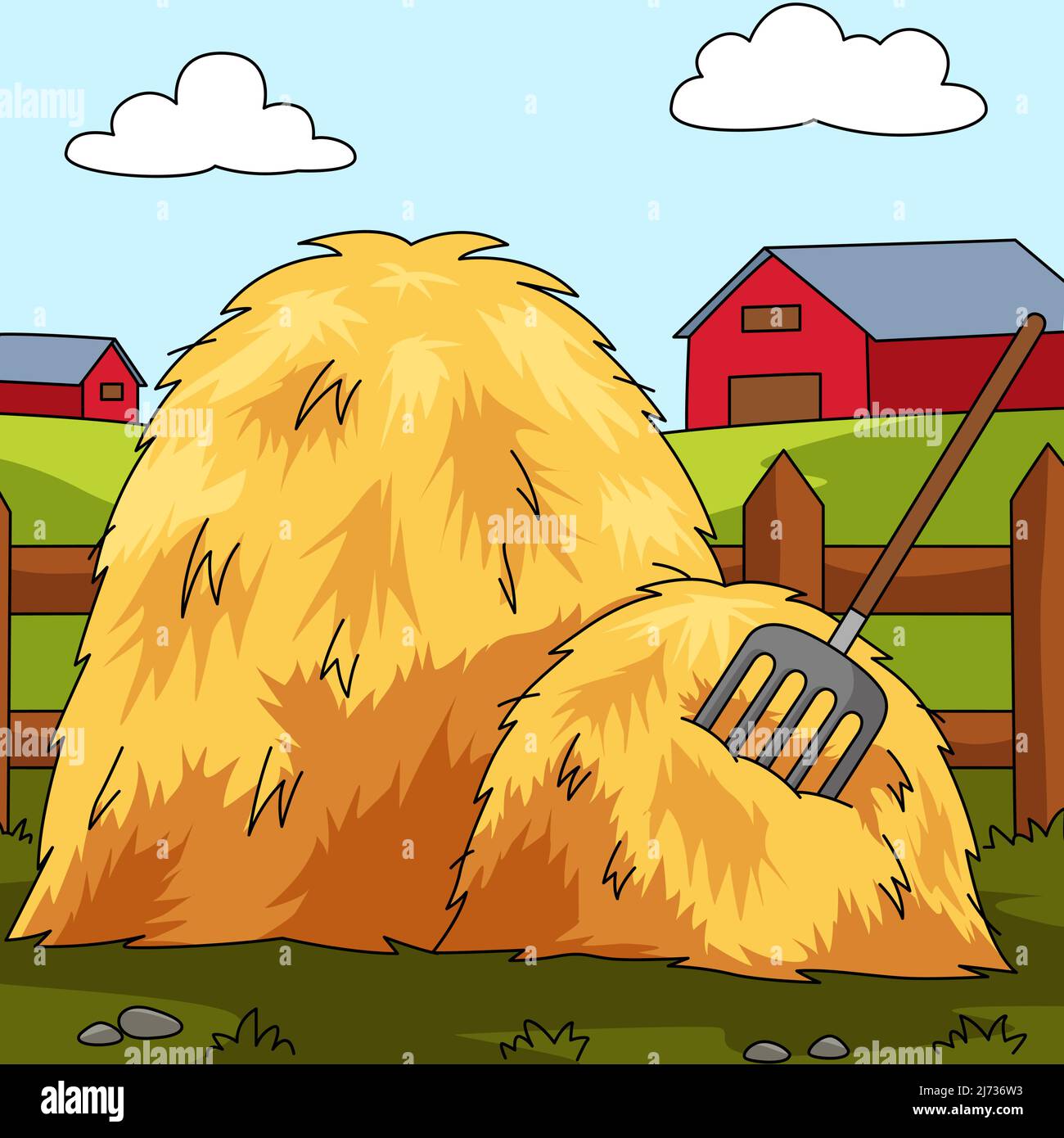 Haystack Colored Cartoon Farm Illustration Stock Vector Image & Art - Alamy