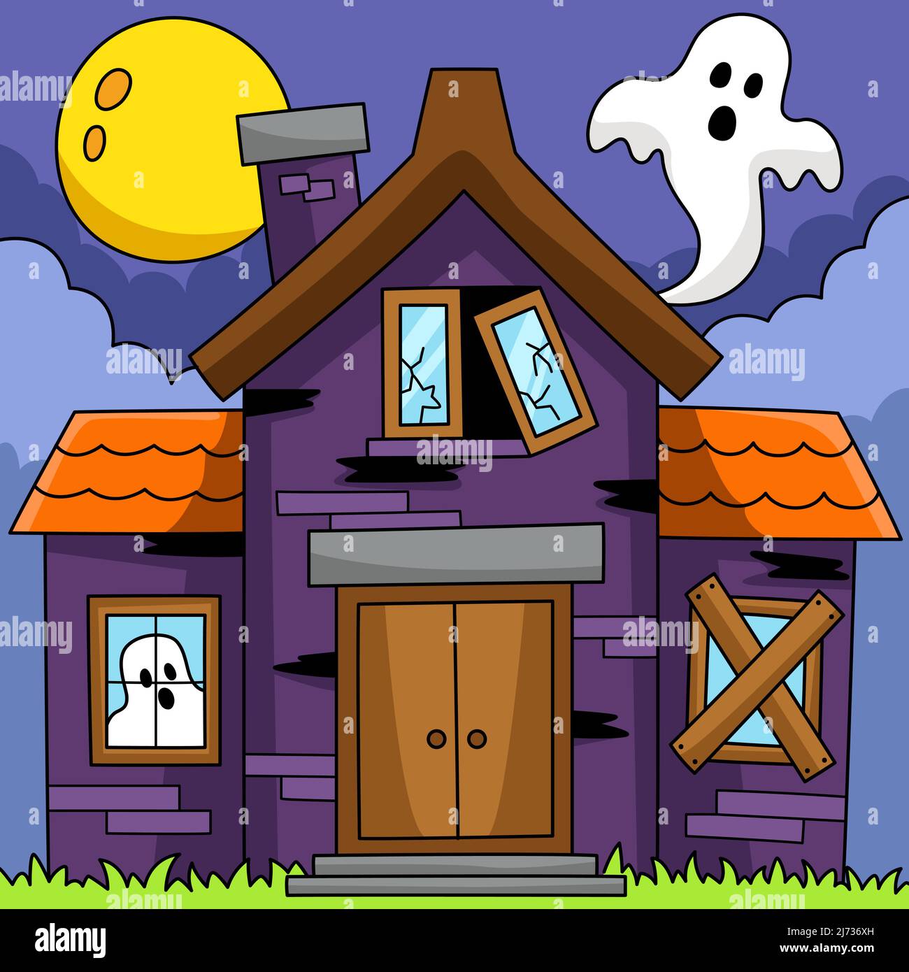 Haunted House Halloween Colored Illustration Stock Vector Image & Art ...