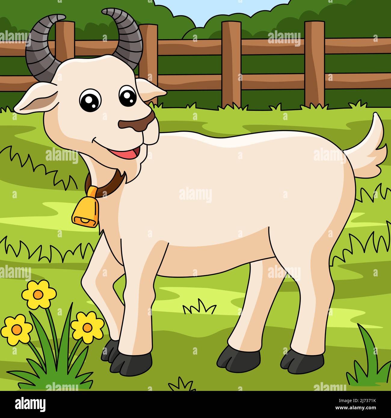Goat Colored Cartoon Farm Illustration Stock Vector Image & Art - Alamy