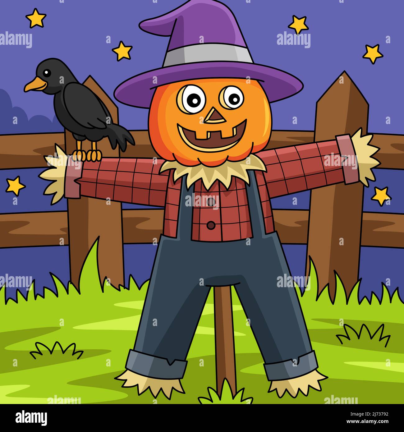 Cartoon Halloween Scarecrow Halloween Cartoon Scarecrow With Pumpkin