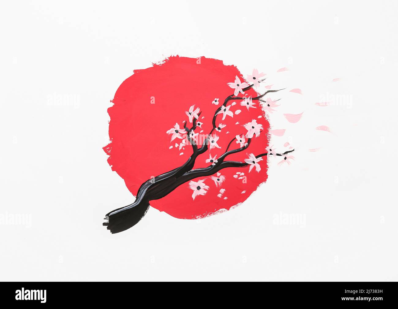 Creative painting of Japanese flag isolated on white Stock Photo - Alamy