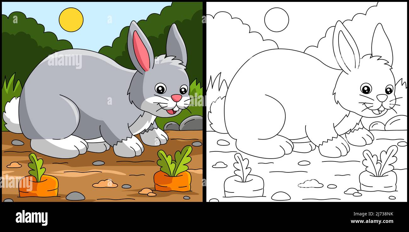 Rabbit Coloring Page Colored Illustration Stock Vector Image & Art - Alamy