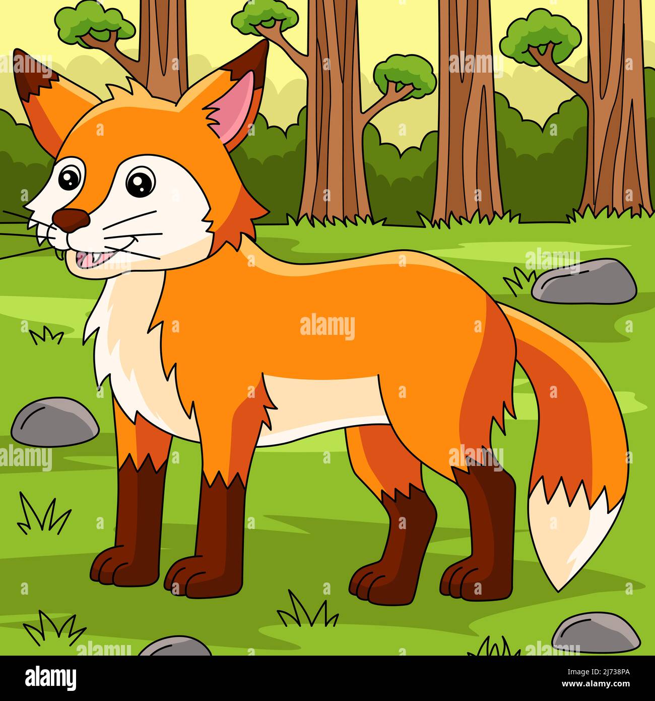 Fox Colored Cartoon Farm Illustration Stock Vector Image & Art - Alamy
