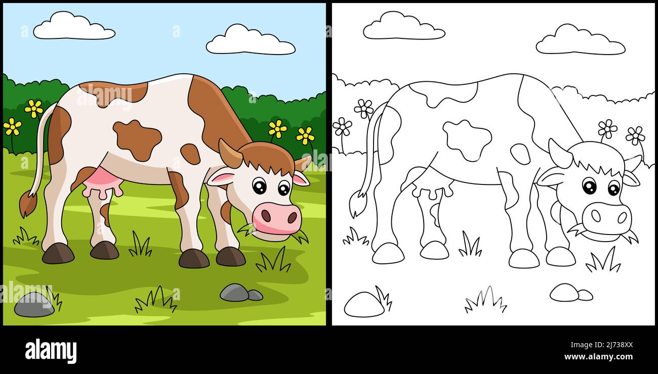 Cow Coloring Page Colored Illustration Stock Vector Image & Art - Alamy