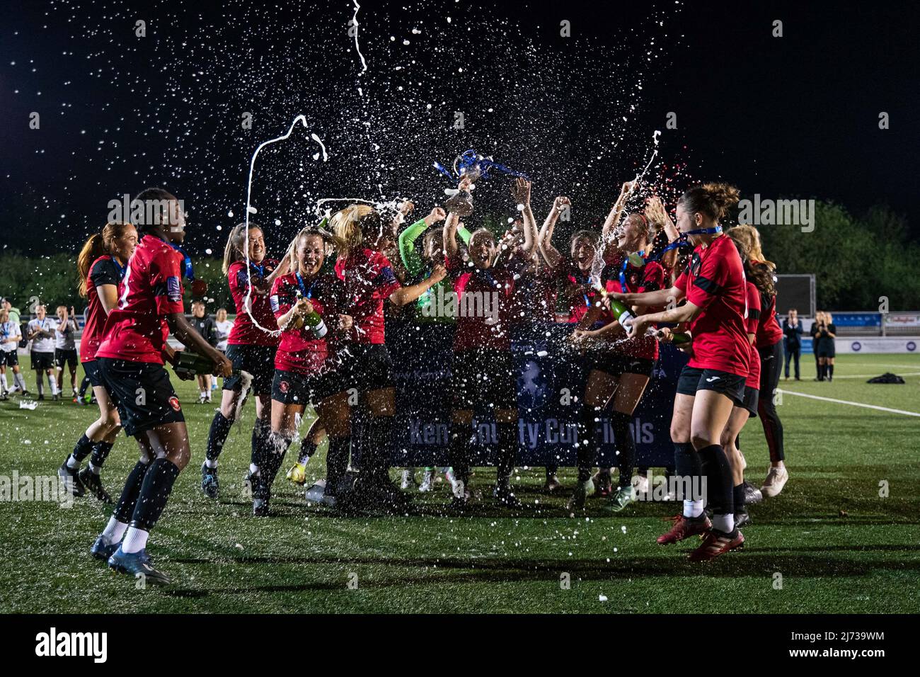 Maidstone, England, 05/05/2022, Gillingham celebrate winning the cup ...