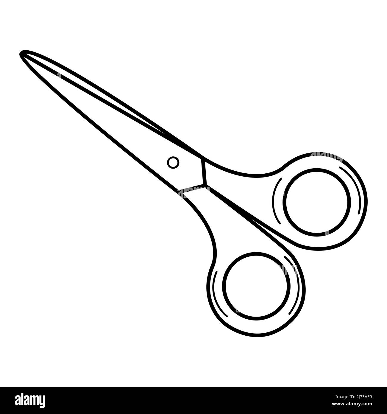 Closed scissors. School item, office supplies. Doodle. Hand-drawn black ...