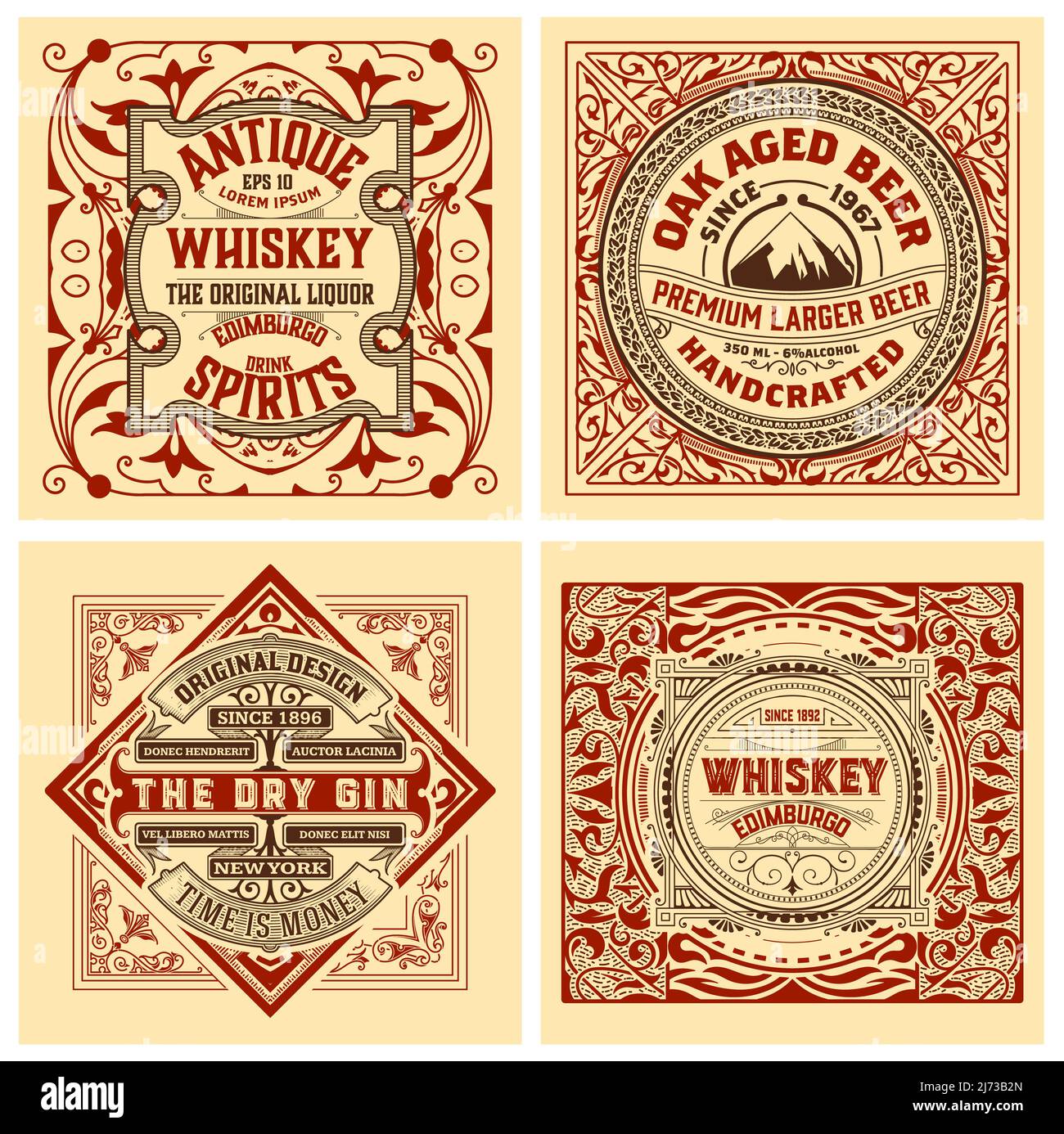 Set of 4 vintage labels for packing Stock Photo - Alamy