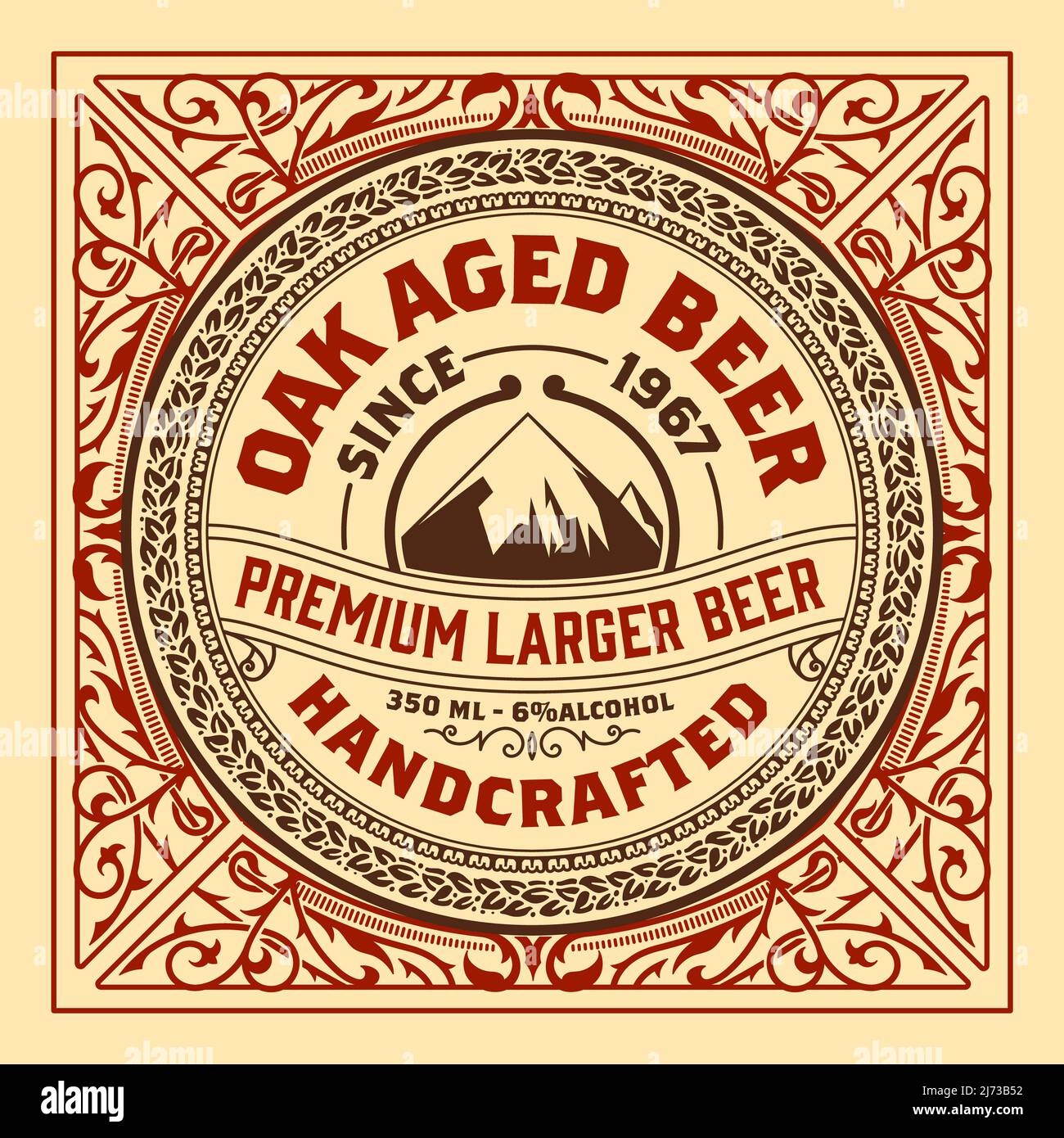 Beer label with old frames Stock Photo - Alamy