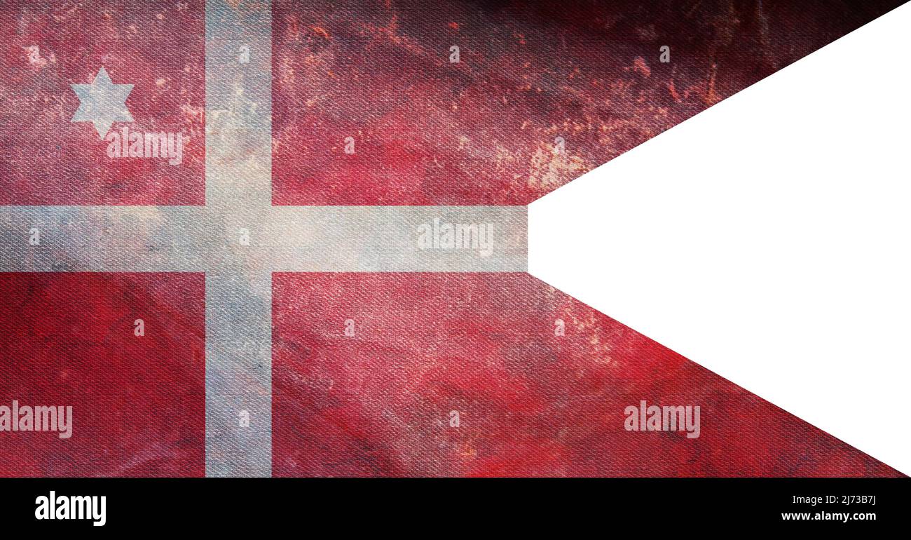 Top view of retro flag Naval Rank Flotilla Admiral, Denmark with grunge ...