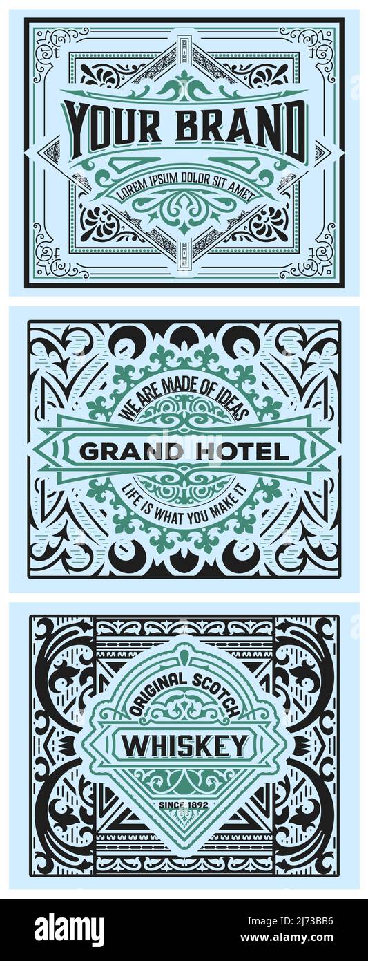 Set of 3 vintage labels for packing Stock Vector Image & Art - Alamy